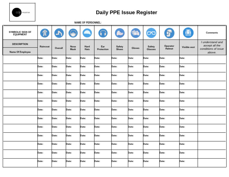 Daily PPE Issue Register 1 | PDF