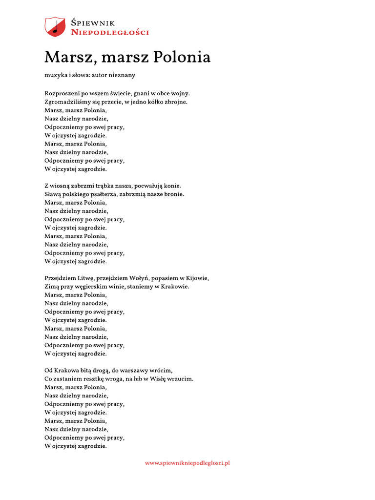 Marsz Marsz Polonia Tekst | PDF