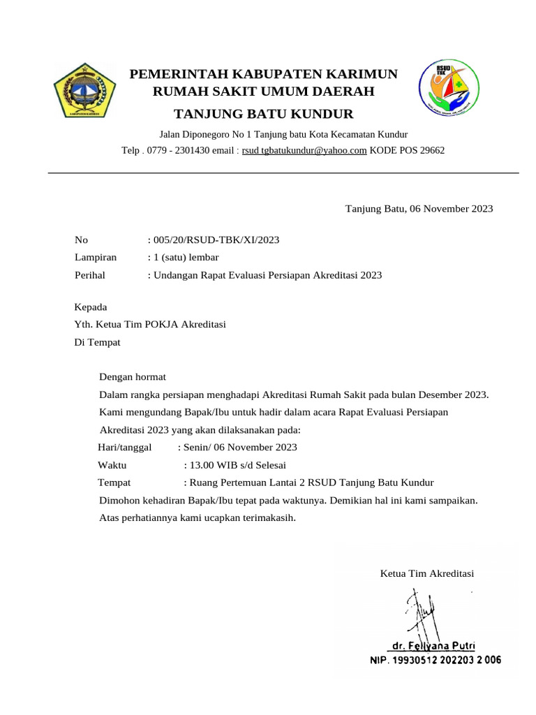 UNDANGAN RAPAT AKRE TTD (1) Baru | PDF