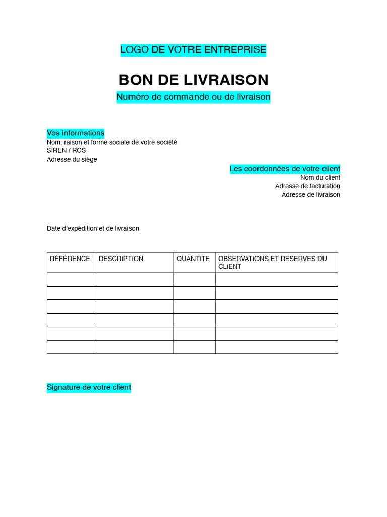 Modele Bon de Livraison | PDF