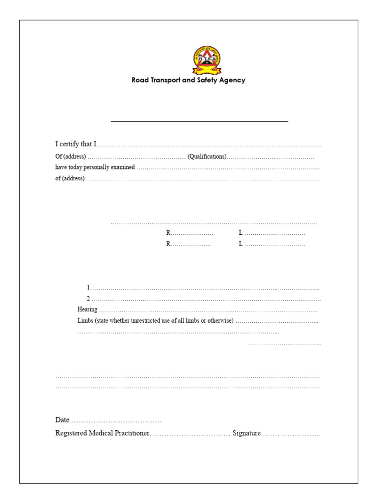 Medical Certificate for Driving License | PDF | Land Transport