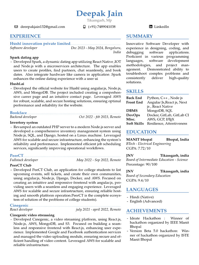 Two Column CV Template With ModernCV | PDF | Computing | Software ...