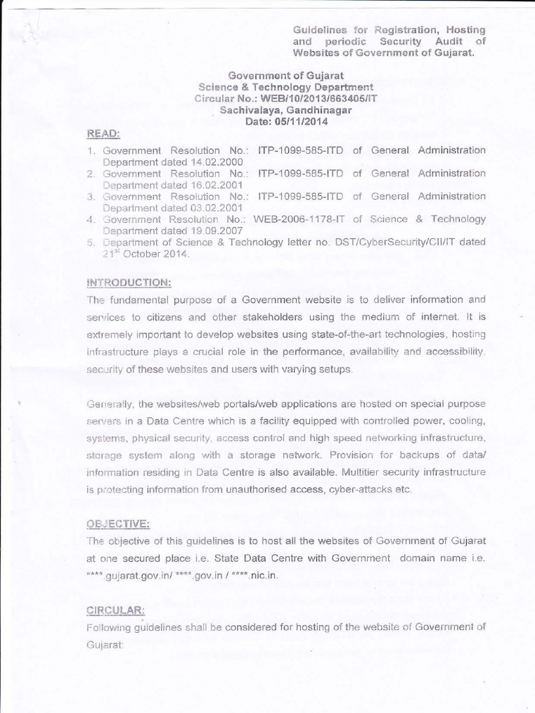 Gil DST Guidelines For Hosting Security Audit Govt Websites | PDF