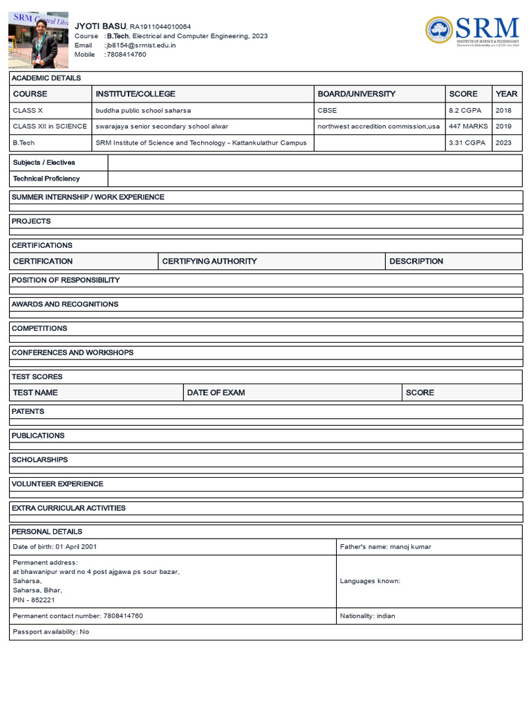 Resume Jyoti Basu For JYOTI BASU | PDF