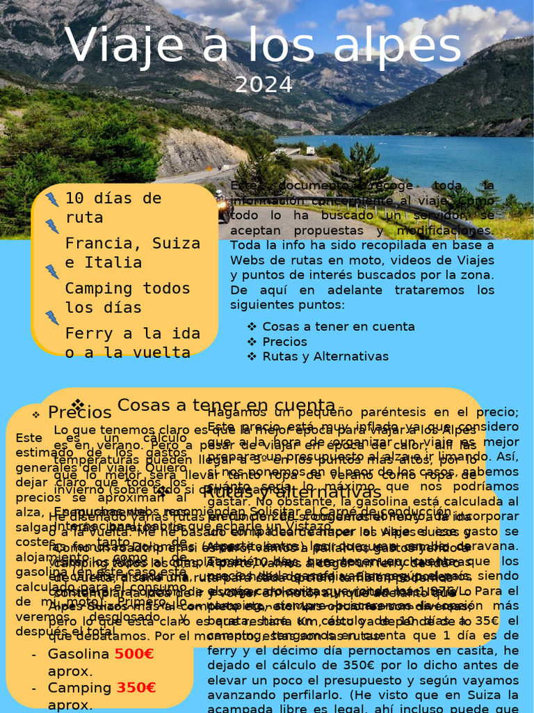 Viaje A Los Alpes 2024 | PDF