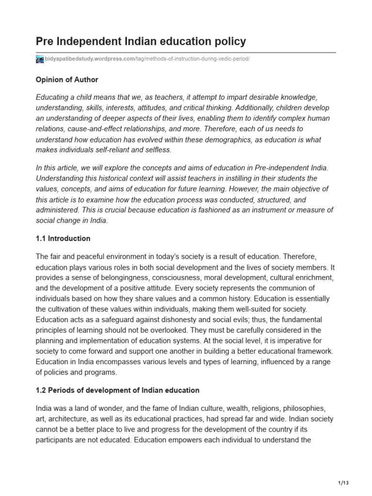Pre-Independence Indian Education Overview | PDF | Vedas | Religion ...