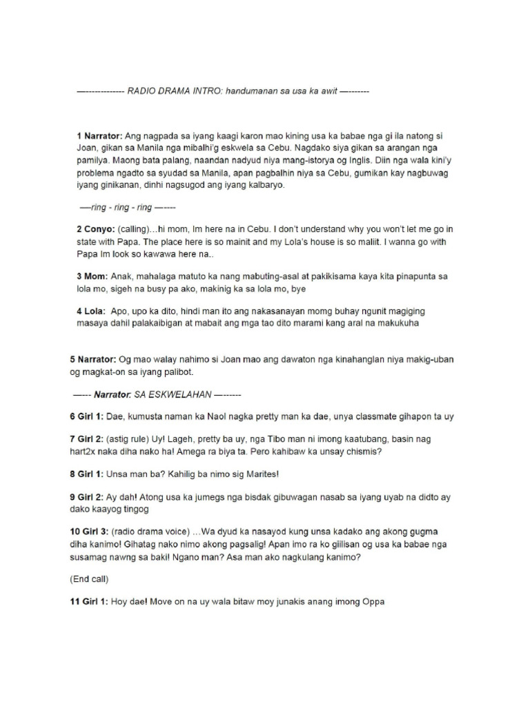 Radio Script Pdf