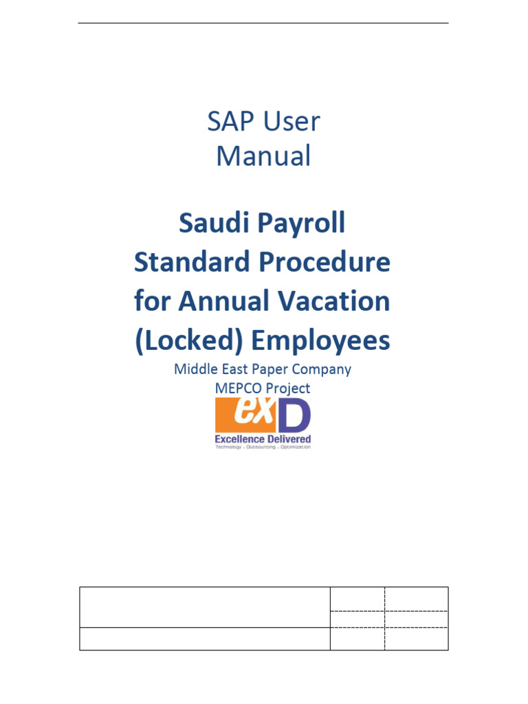 MEPCO-HCM Annual Vacation Manual - Saudi - Specific Payroll | PDF