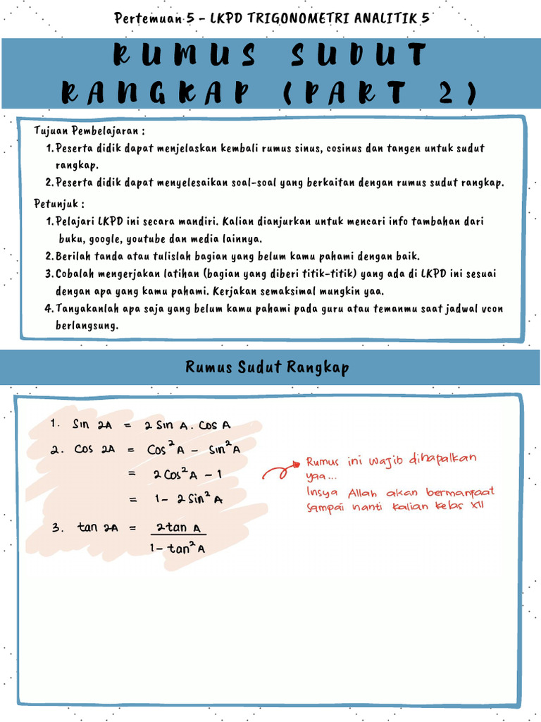 XI LKPD 5 - Rumus Sudut Rangkap Part 2 | PDF