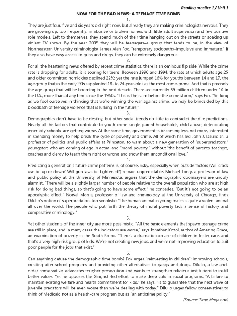 Reading Practice 1 (NOW FOR THE BAD NEWS) | PDF