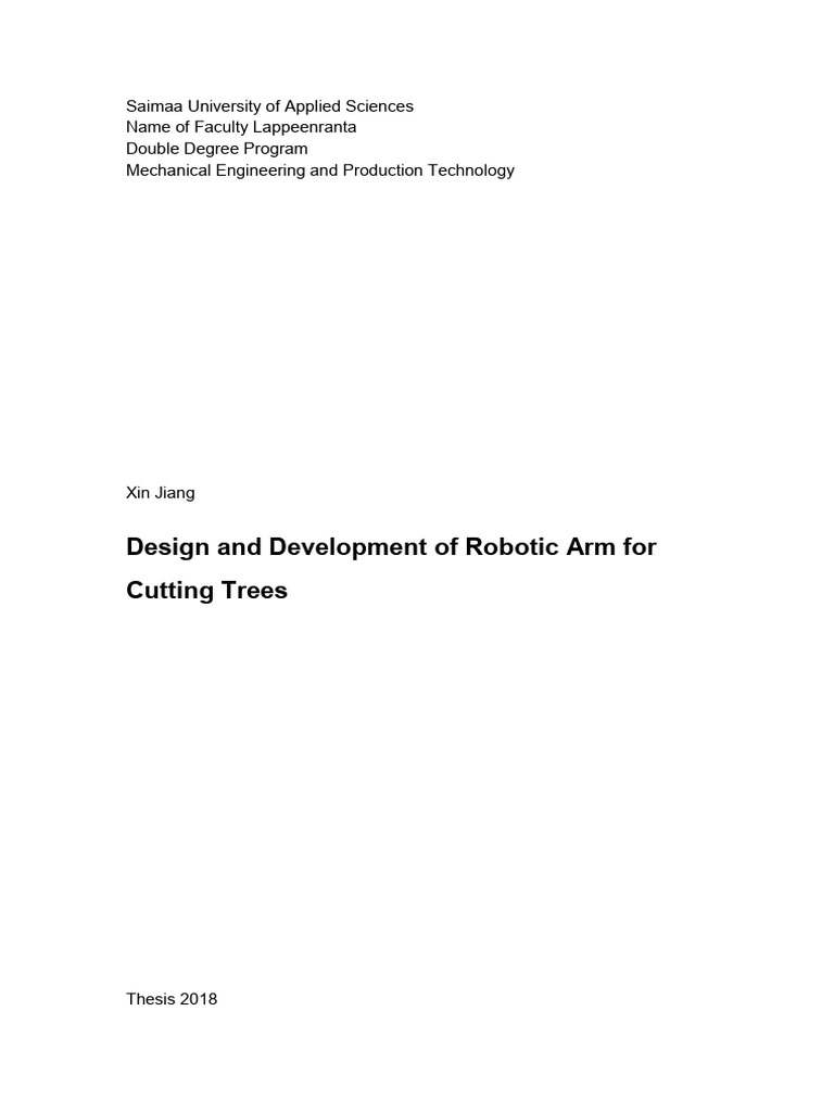 Design and Development of Robotic Arm For Cutting Trees | PDF ...