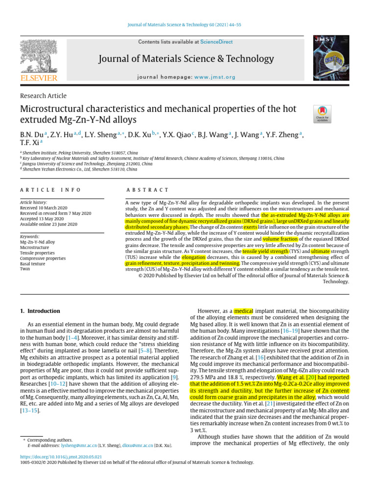 Microstructural Characteristics and Mechanical Properties of The Hot | PDF