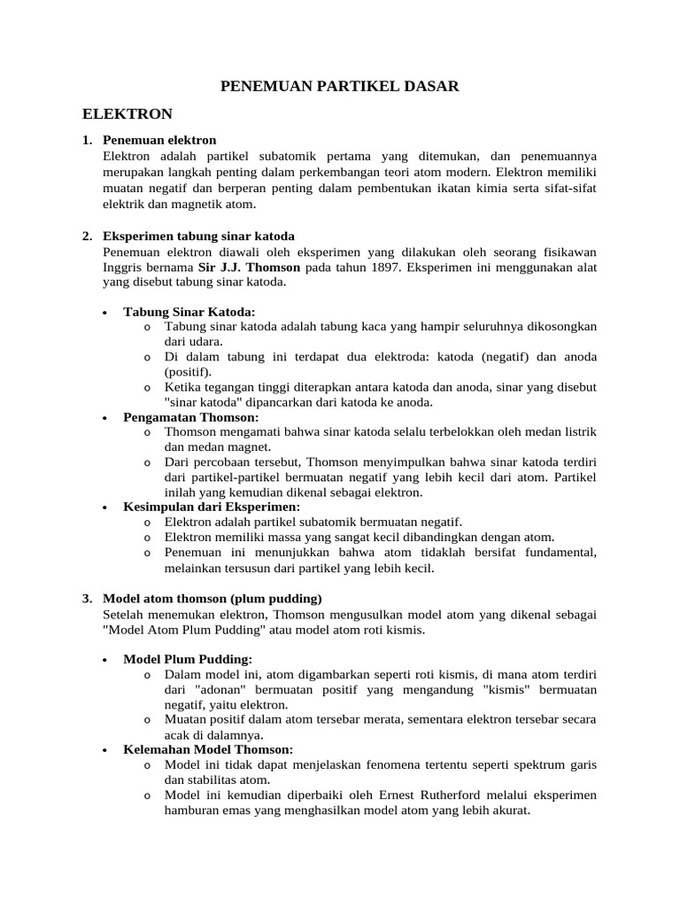 Kimia Kelas 10 Penemuan Partikel Dasar | PDF | Atoms | Proton