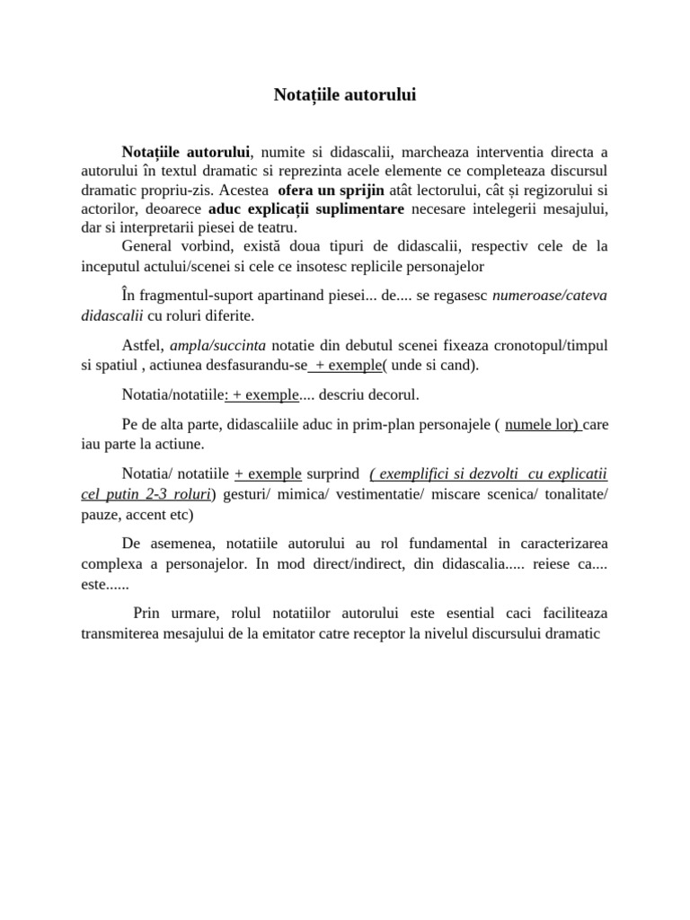 Notațiile Autorului Model | PDF
