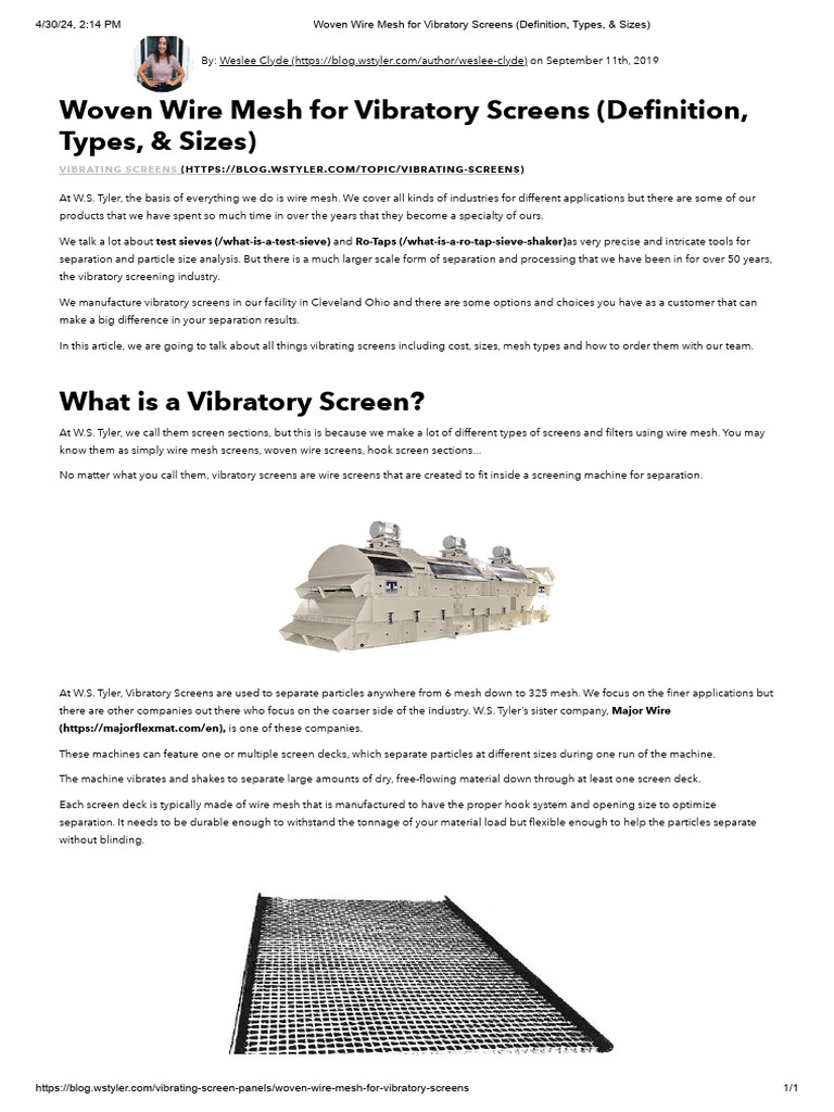 Ty-Lock Mesh - Woven Wire Mesh For Vibratory Screens (Definition, Types ...