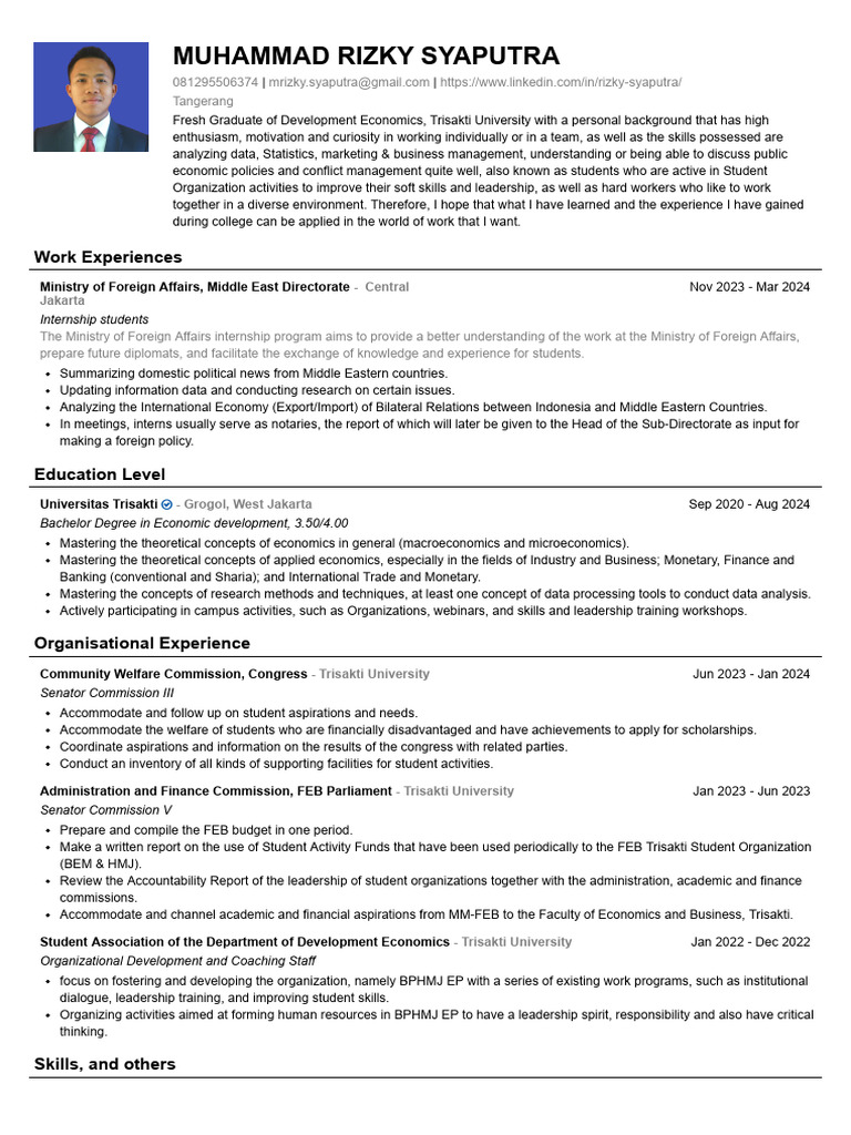 CV ATS Muhammad Rizky Syaputra - English | PDF | Economics | Leadership