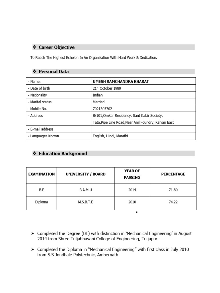 Umesh CV | PDF