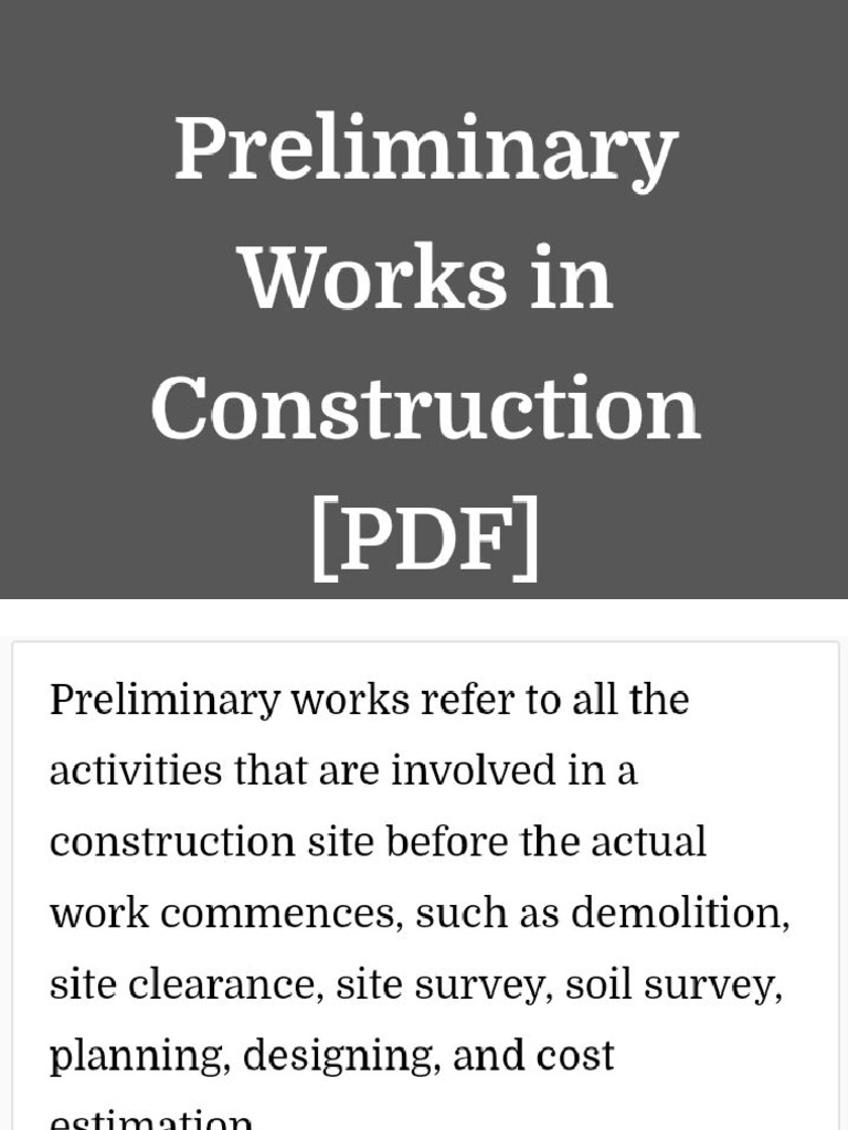 Preliminary Works and Setting Out ND1 | PDF