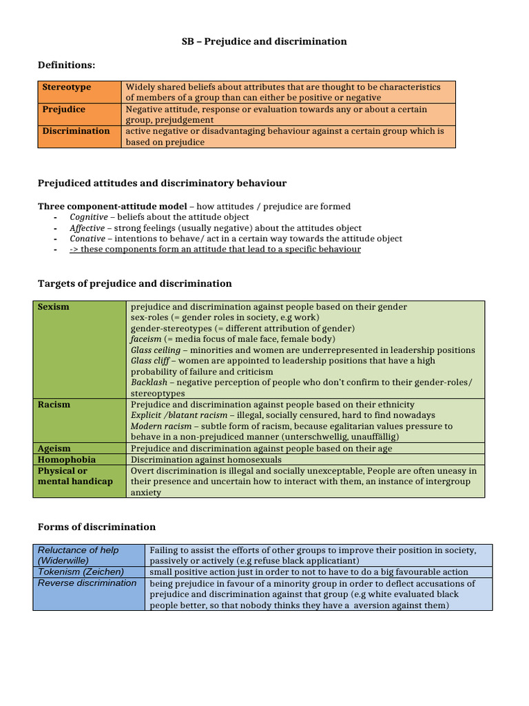 Task 3 - Summary Prejudice - Discrimination | PDF