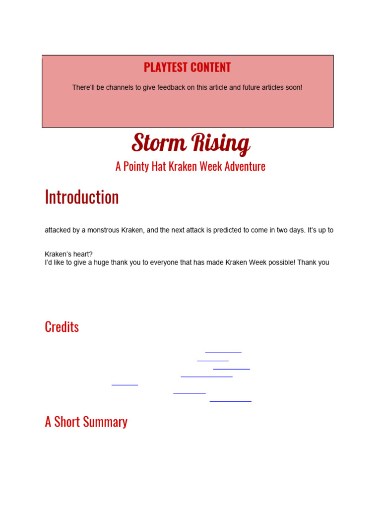 Storm Rising - Kraken Week - Pointy Hat | PDF