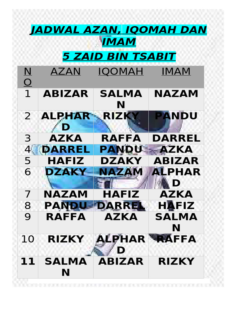 Jadwal Azan | PDF