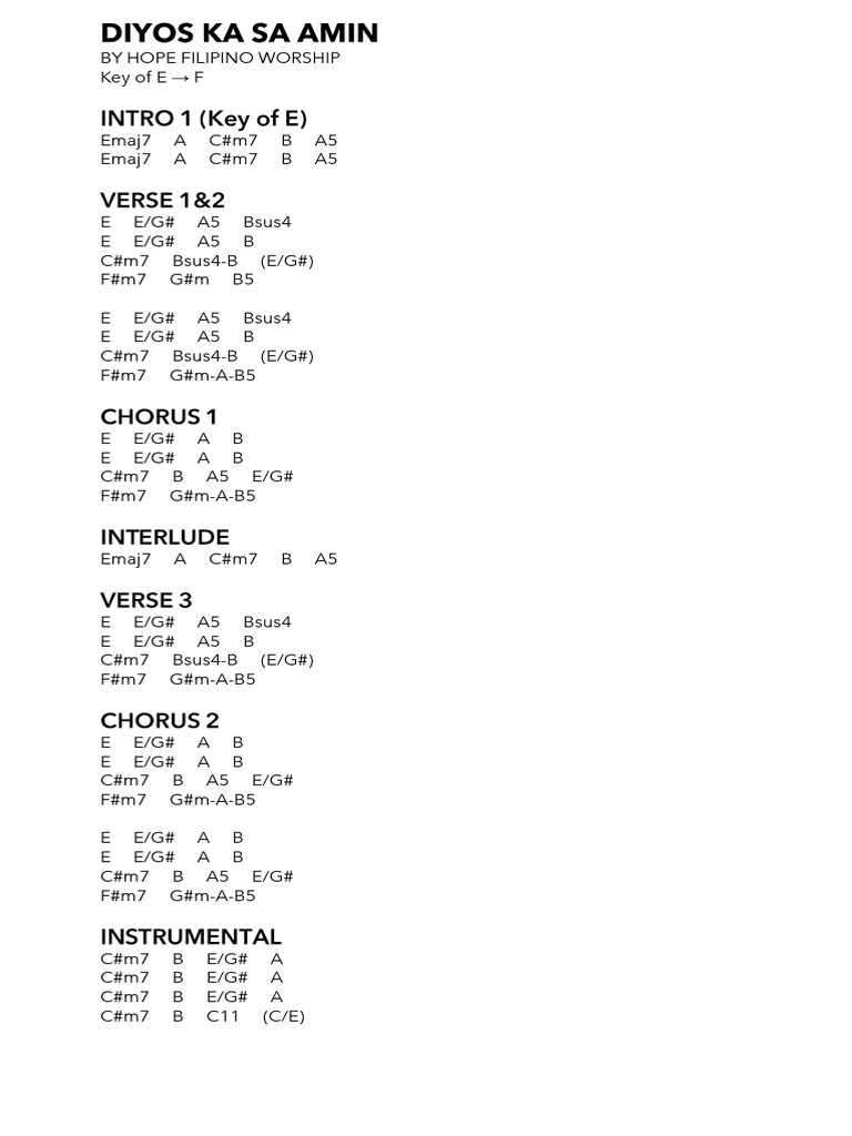 DIYOS KA SA AMIN - Chords Only | PDF