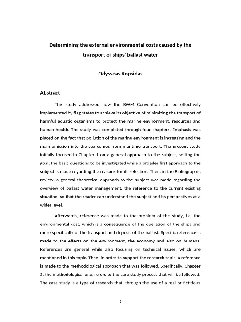 External Cost From Water Ballast | PDF | Invasive Species | Ships
