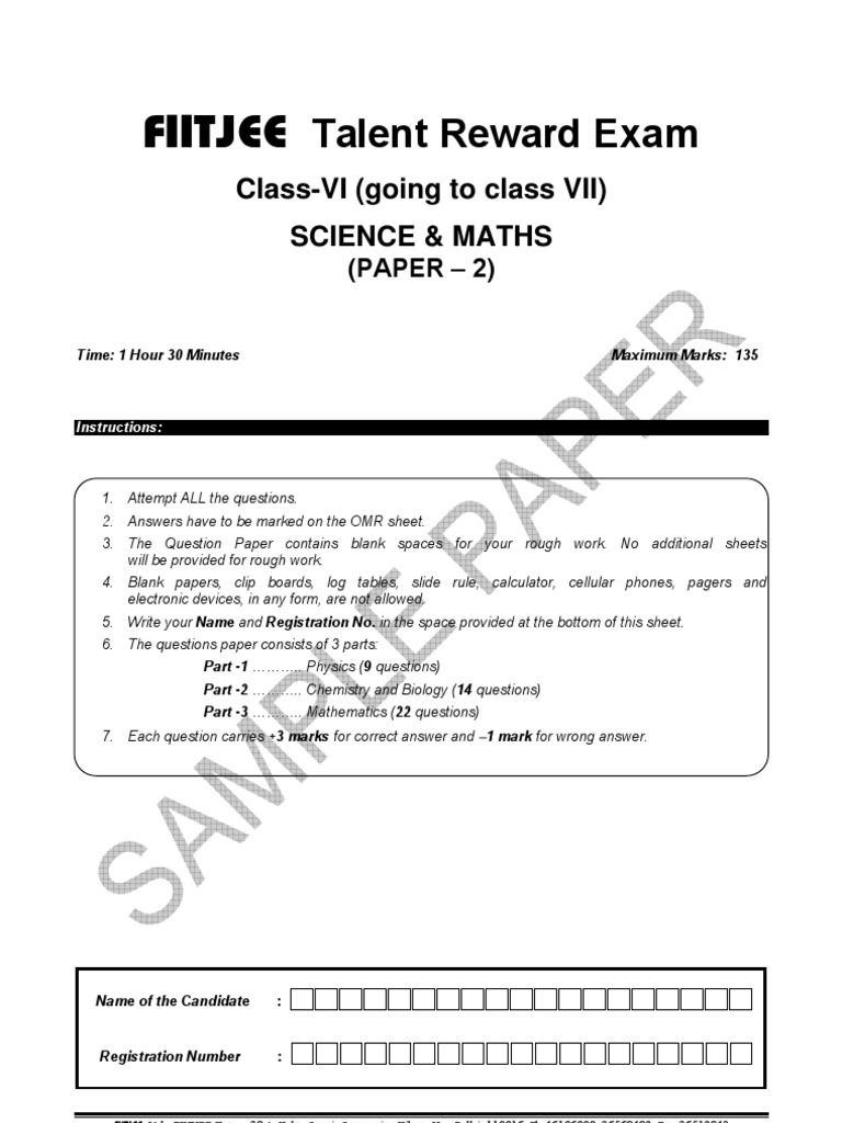 Sample Paper Ftre C Vi Paper 2 S&M | PDF | Mixture | Speed