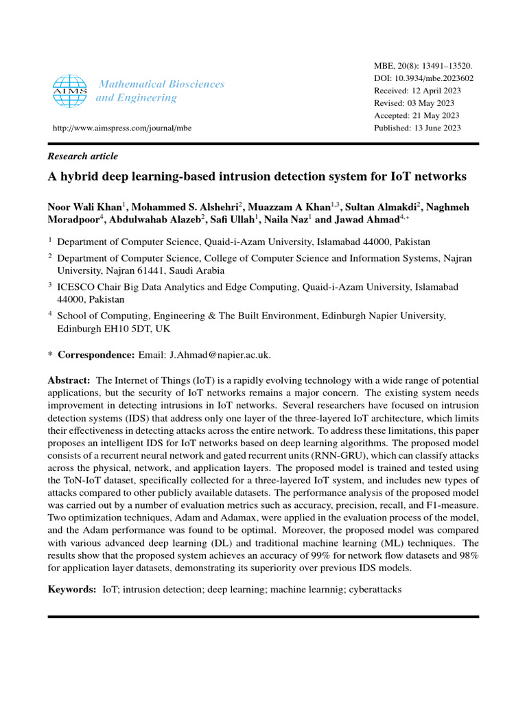 A Hybrid Deep Learning-Based Intrusion Detection System For Iot ...