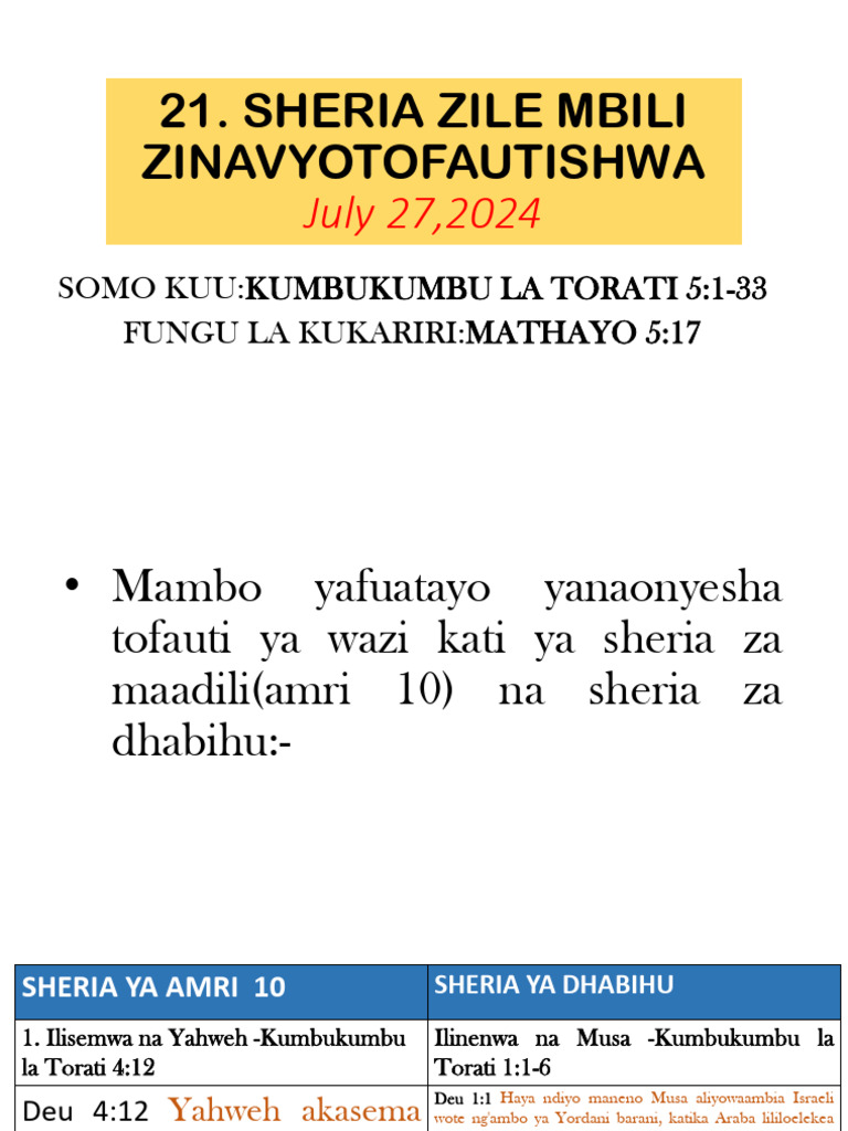 21 Sheria Mbili Zinavyotofautishwa | PDF