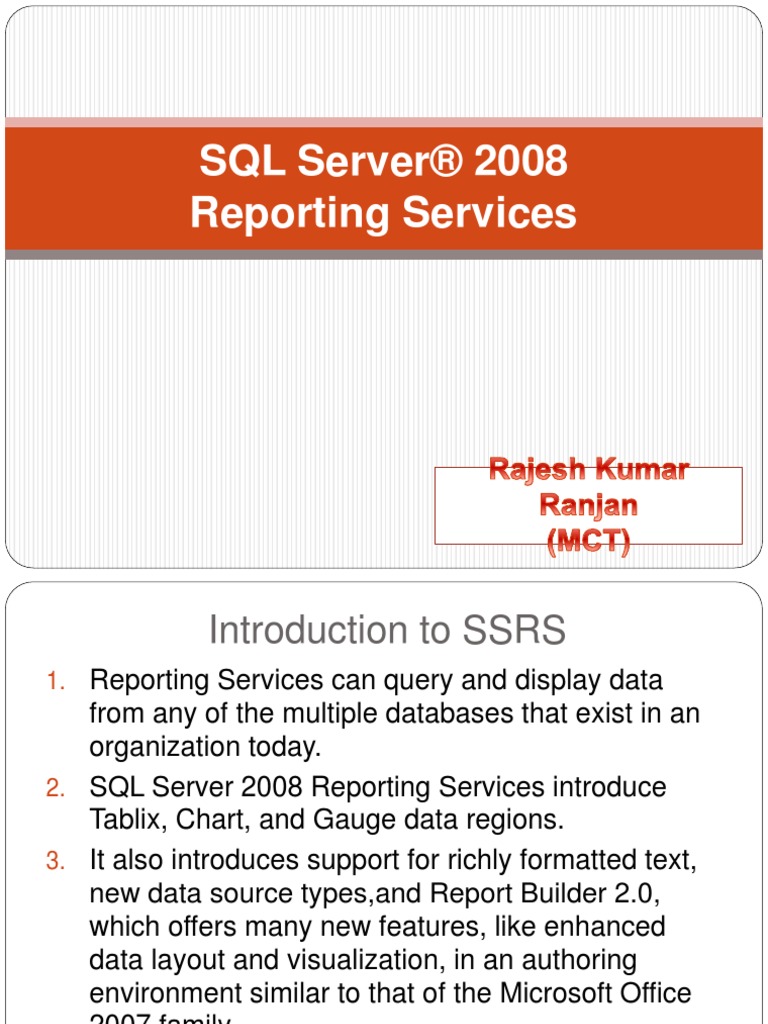 SSRS | PDF | Microsoft Sql Server | Databases
