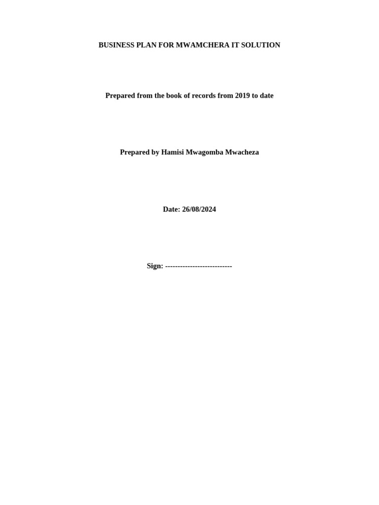 Business Proposal For Mwamchera It Solution | PDF