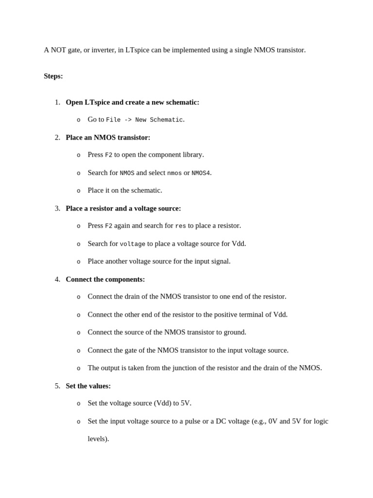 LTSPICE NOT Gate | PDF