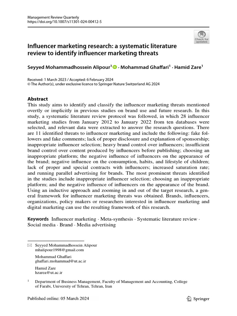 Influencer Marketing Research: A Systematic Literature Review To ...