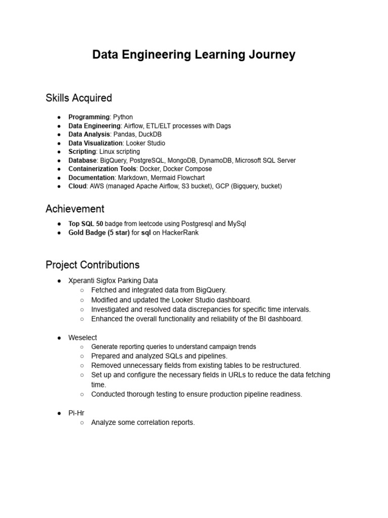 DE Weekly Learning Update Fakrul | PDF | Sql | Computers