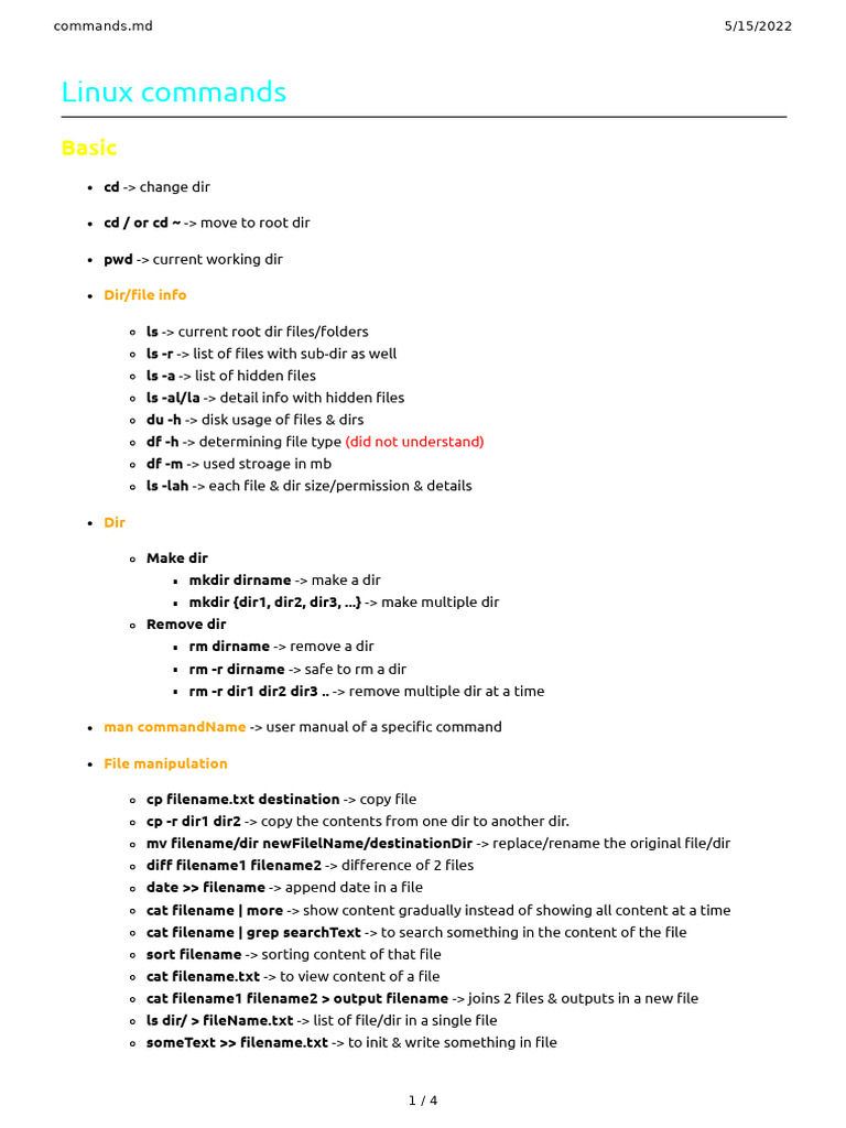 Commands | PDF | Computer File | Teaching Methods & Materials