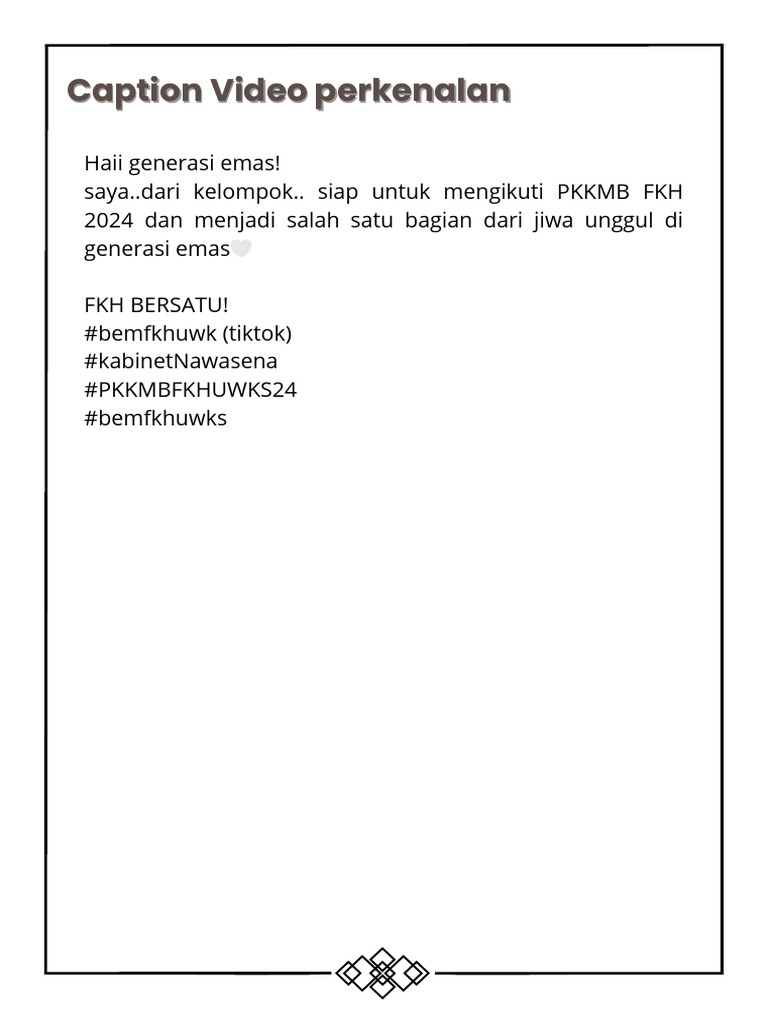 Caption Video Perkenalan | PDF