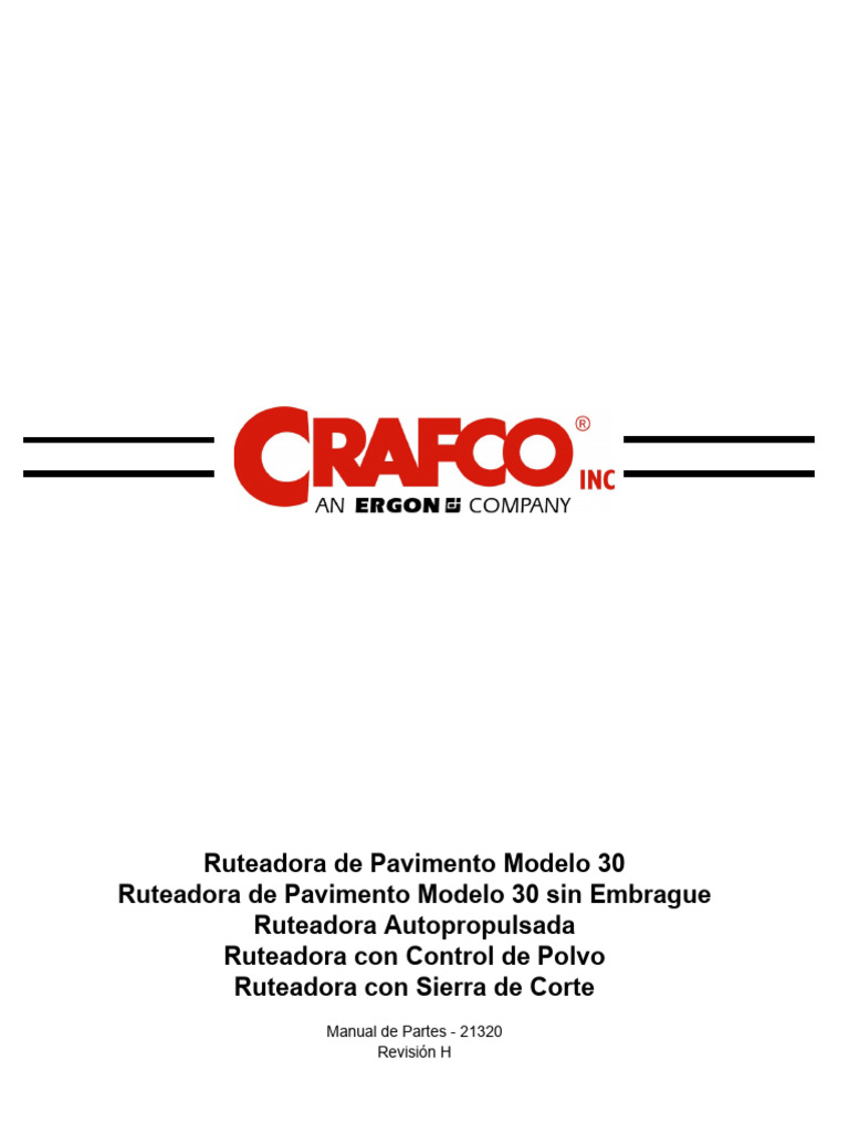 Crafco Model 30 Pavement Router Rev K 21320 October 2020 UP Spanish | PDF