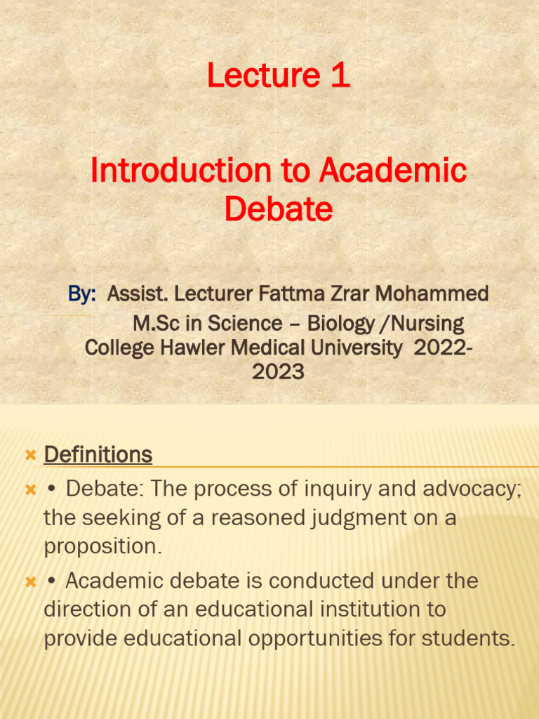 Introduction To Academic Debate | PDF