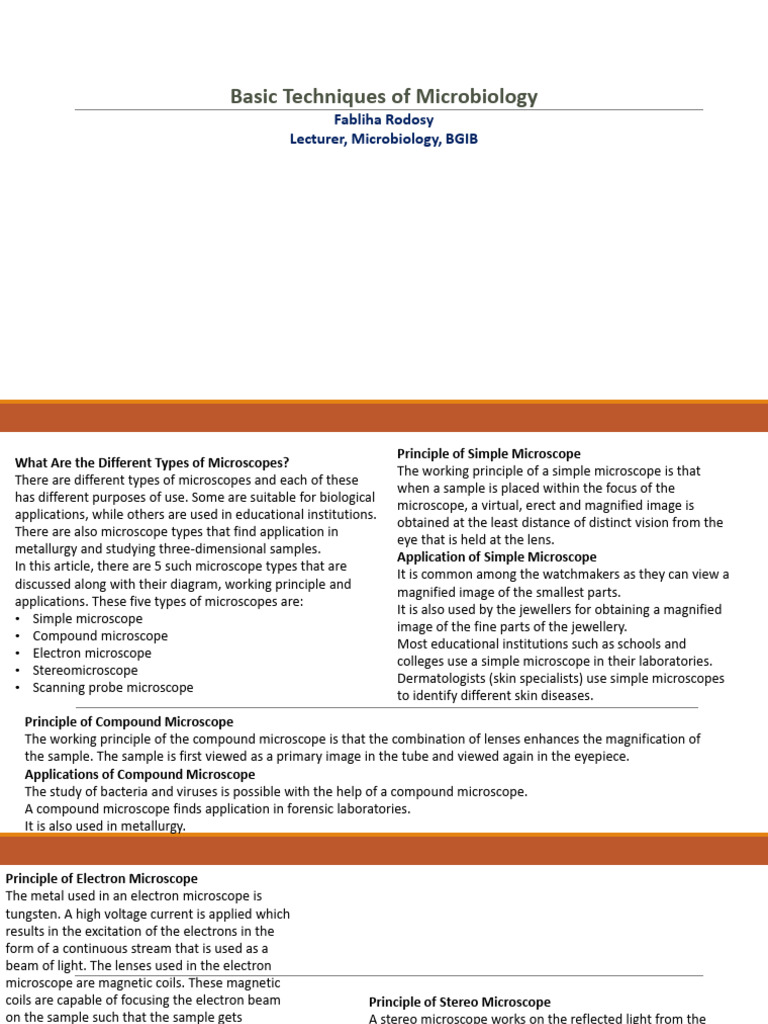 Basic Techniques of Microbiology | PDF