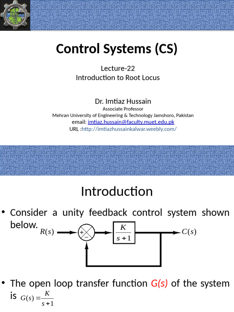 Lecture-22 Introduction To Root Locus | PDF