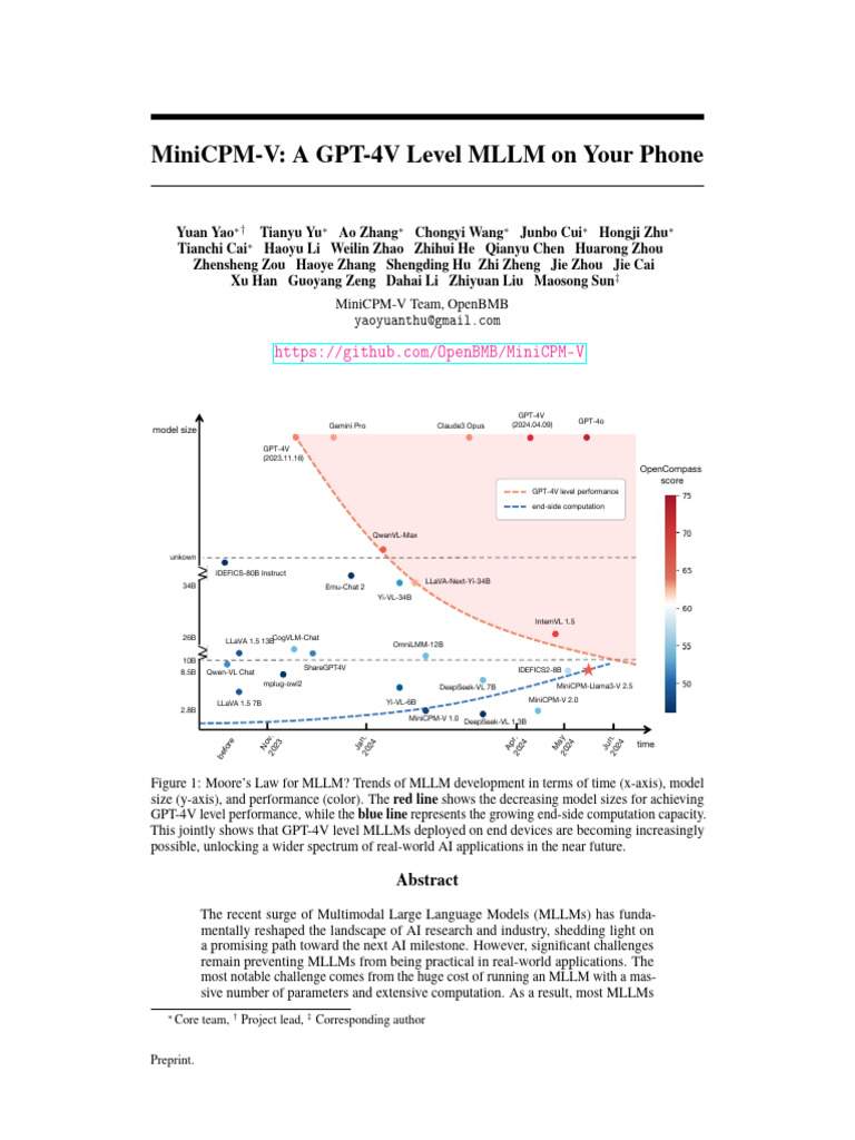 MiniCPM-V: A GPT-4V Level MLLM On Your Phone | PDF