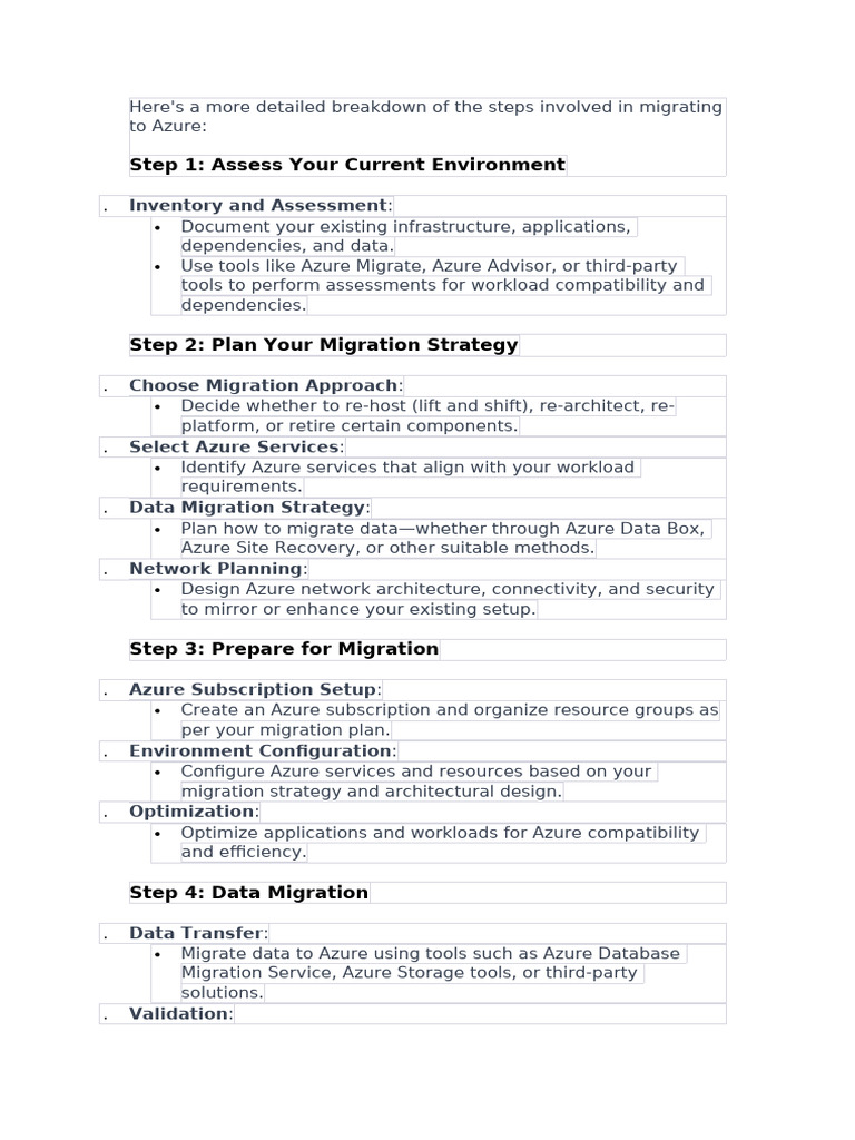 Azure Migration Steps | PDF