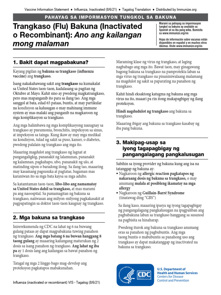 Tagalog Flu Inactive | PDF