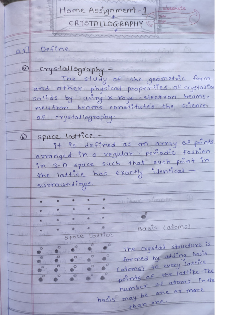 Assignment No. 1 (Crystallography) | PDF