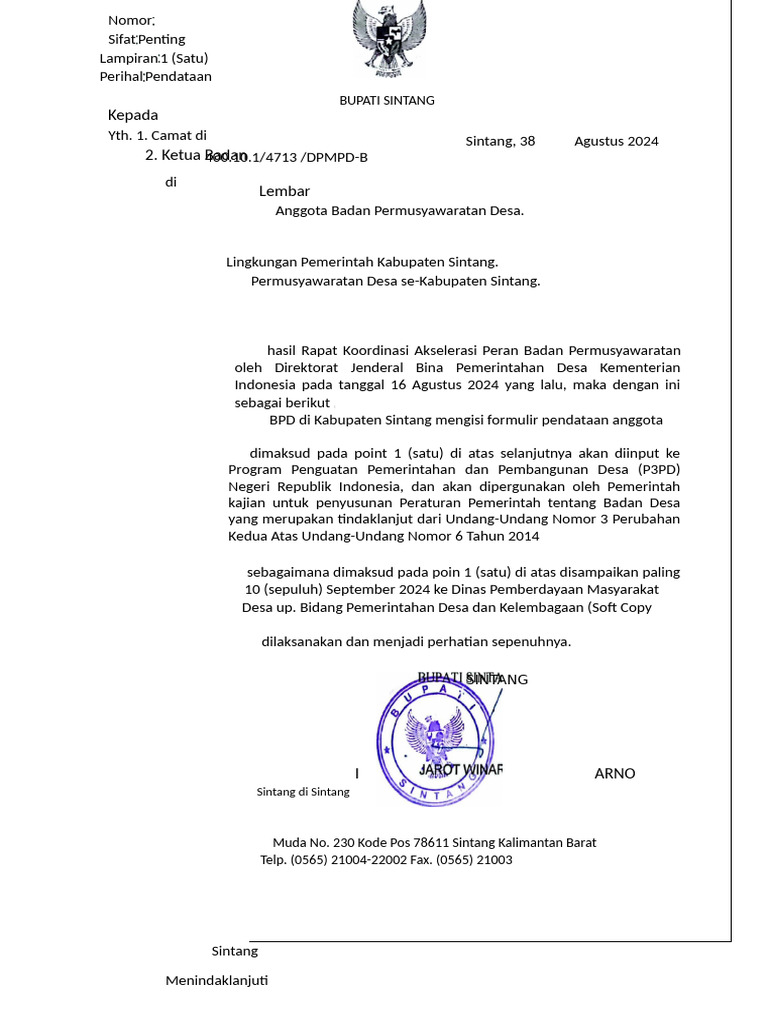 Pendataan Anggota BPD | PDF