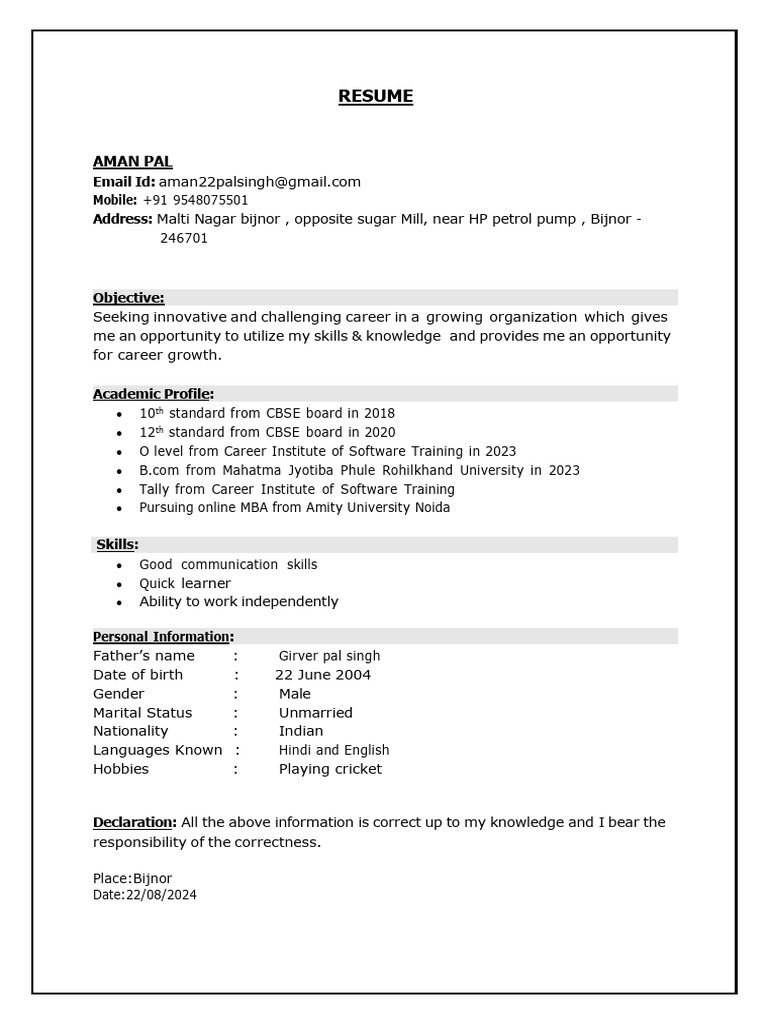 AMAN Resume | PDF
