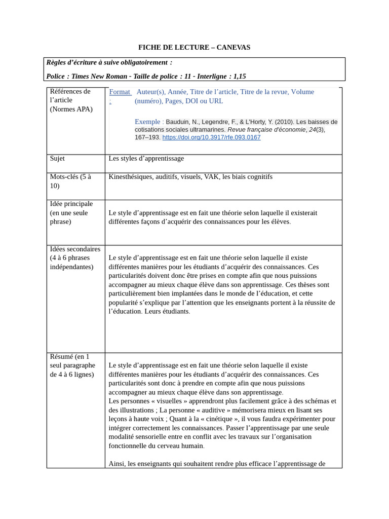 CHAP-3-Canevas FICHE DE LECTURE | PDF
