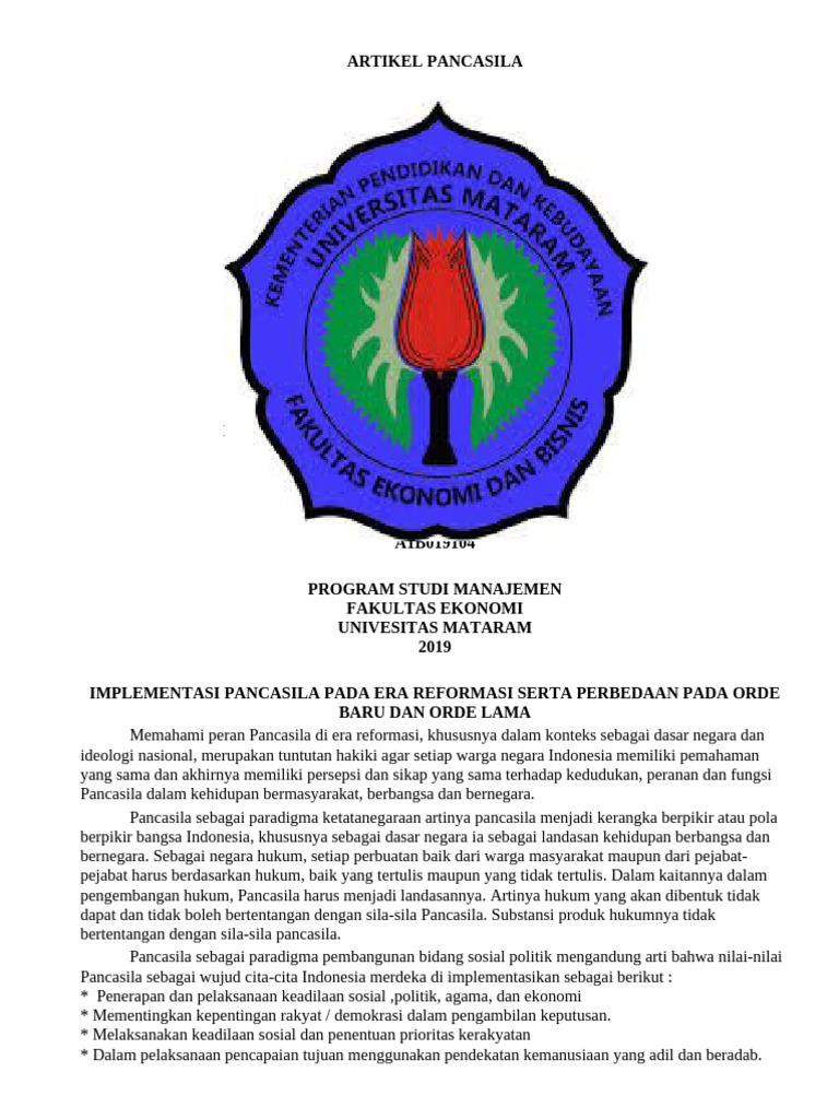 Pancasila - Implementasi Pancasila + COVID-19 | PDF