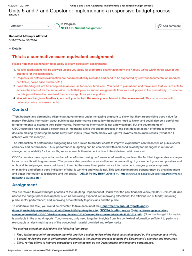 Units 6 and 7 and Capstone - Implementing A Responsive Budget Process | PDF